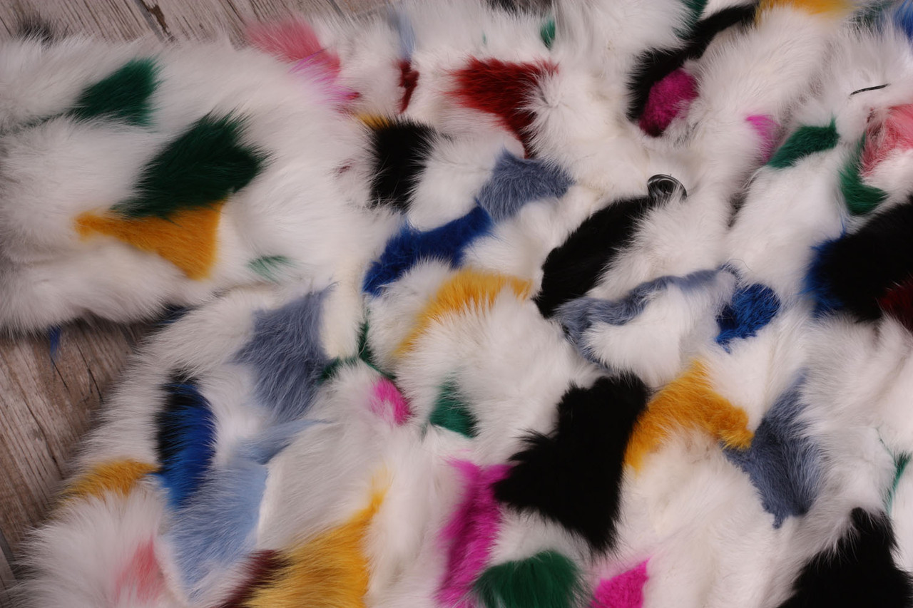 Multicolor Hooded Long Fox Fur Coat | SKANDINAVIK FUR