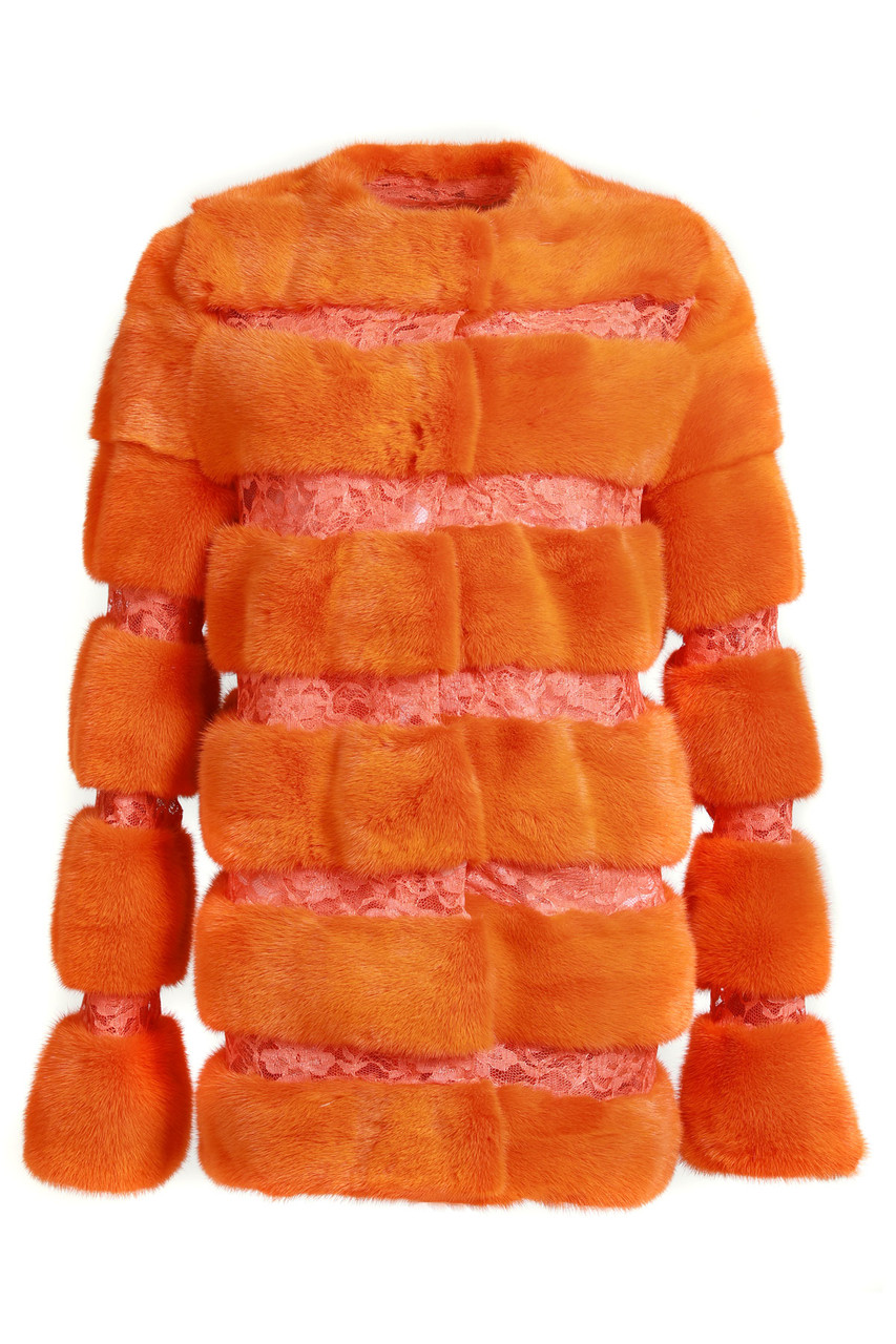 Orange mink fur coat | SKANDINAVIK FUR