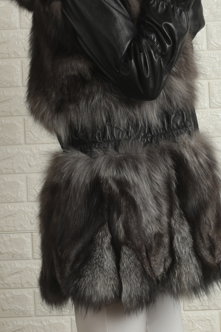Leather Fox Hooded Coat Iceland| SKANDINAVIK FUR