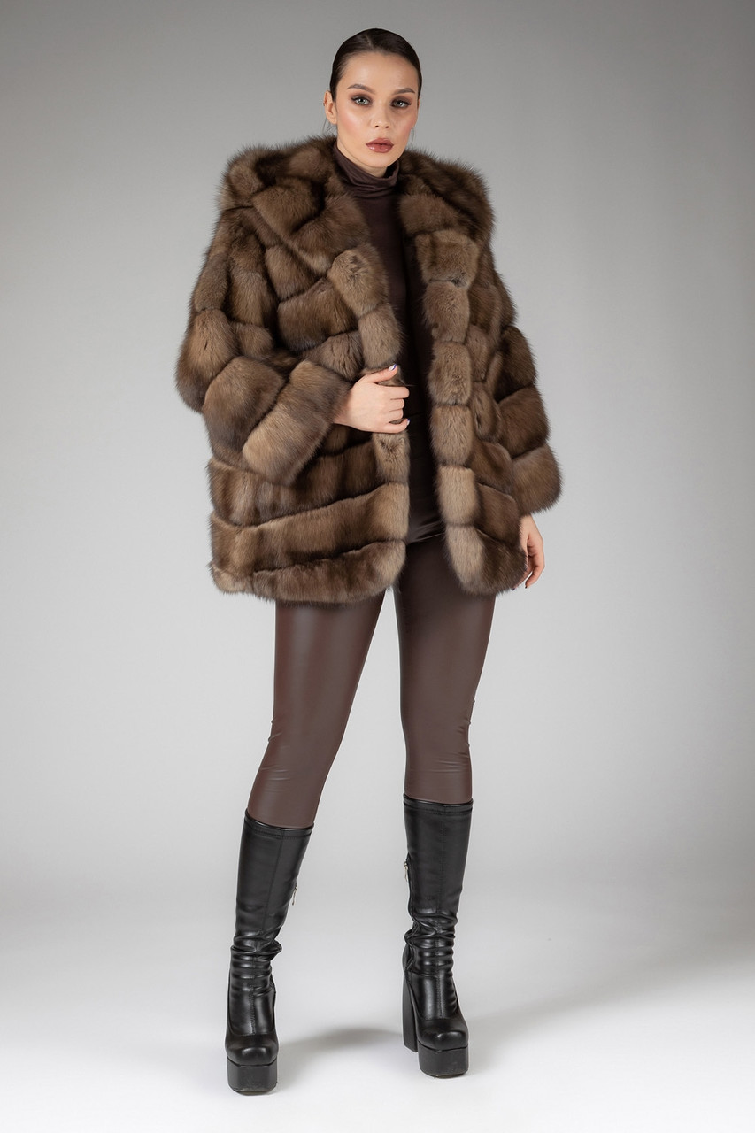Hooded Sable Fur Coat | SKANDINAVIK FUR
