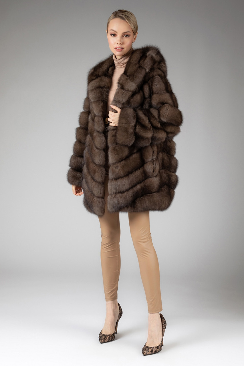 oversized hooded sable fur coat | SKANDINAVIK FUR