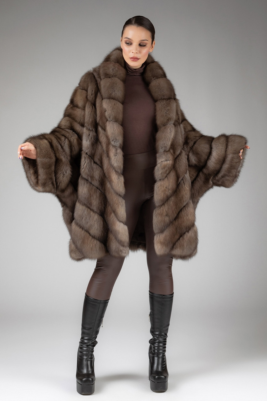 Full length russian sable fur coat with belt | SKANDINAVIK FUR