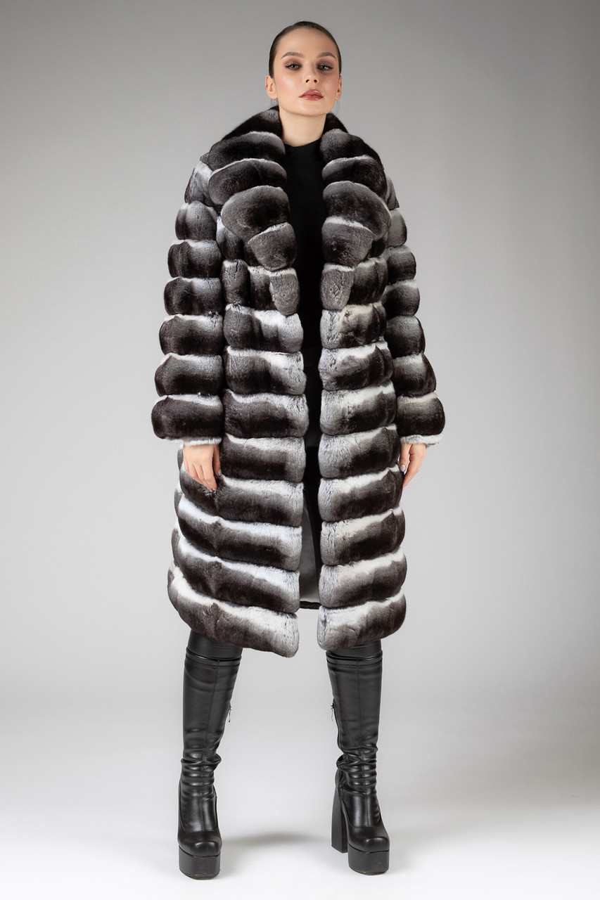 Chinchilla fur coat with adjustable length| SKANDINAVIK FUR