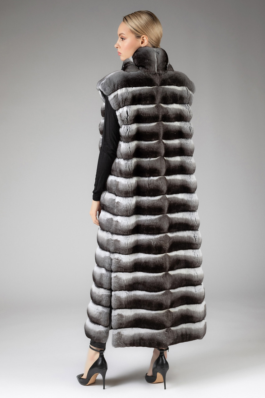 full length chinchilla fur vest | SKANDINAVIK FUR