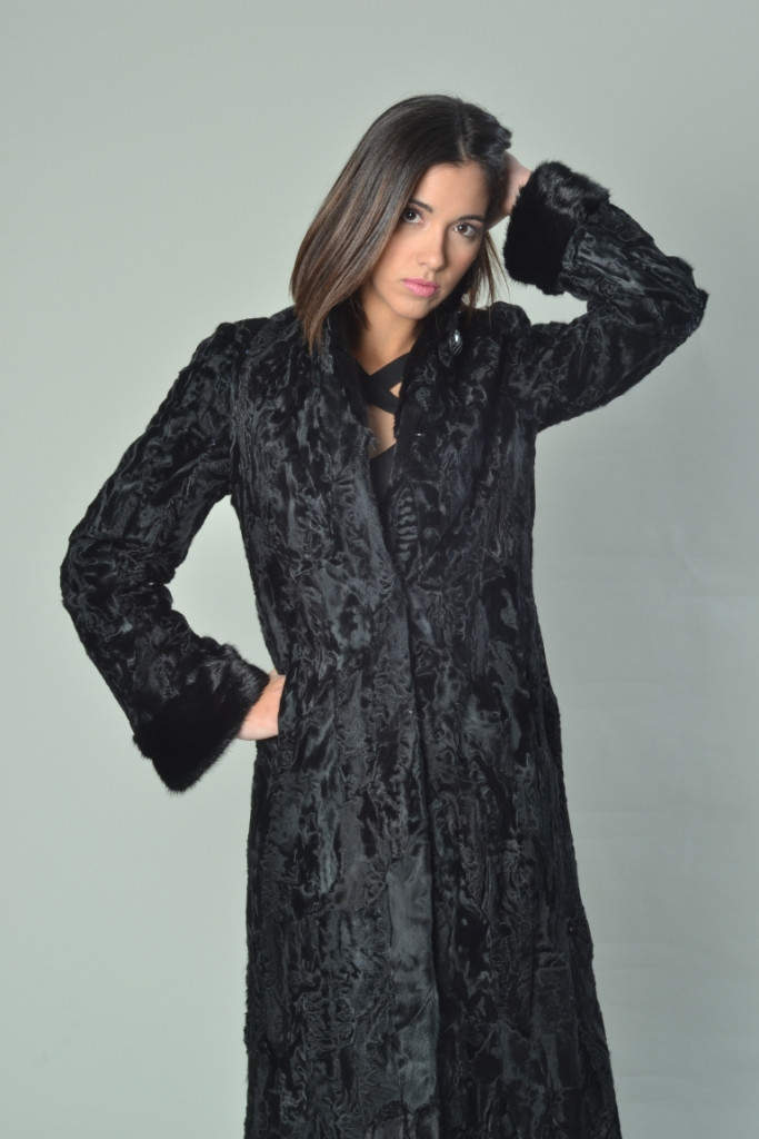 Black Persian Lamb Coat Mink Collar & Cuffs | SKANDINAVIK FUR
