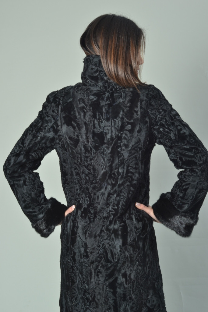 Black Persian Lamb Coat Mink Collar & Cuffs | SKANDINAVIK FUR