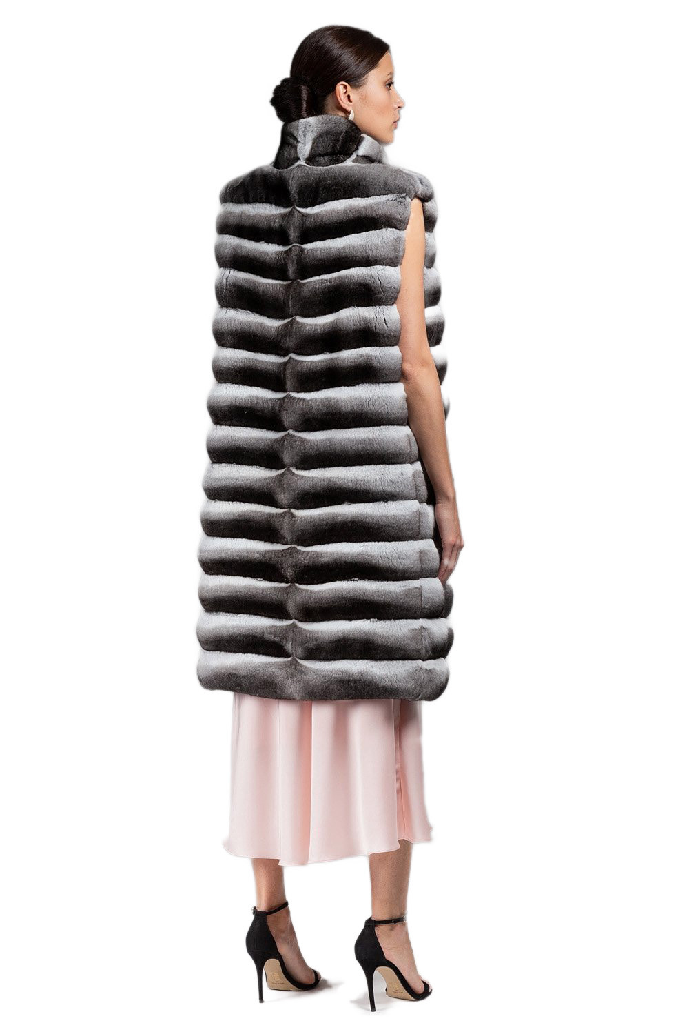 Long Chinchilla Fur Vest Fit in Waist | SKANDINAVIK FUR