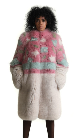 Multicolor Fox Fur Coat Low Cut | SKANDINAVIK FUR
