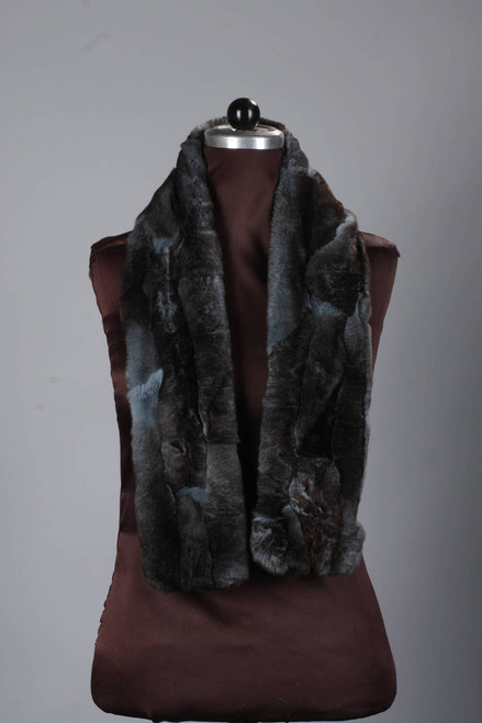 Charcoal Rex Rabbit Fur Scarf | SKANDINAVIK FUR