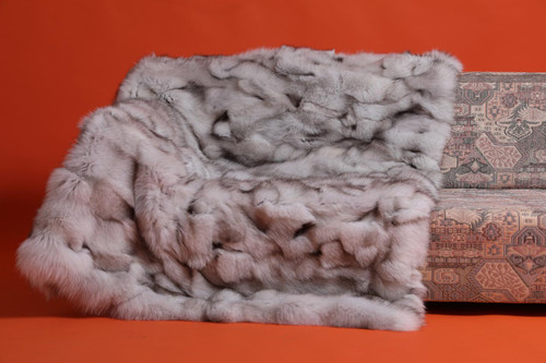 Blue Fox Fur Blanket Throw Bedspread | SKANDINAVIK FUR