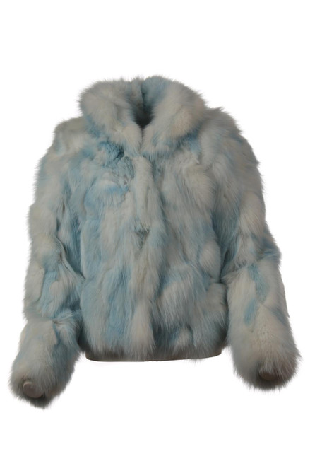 Blue Black Saga Fox Fur Coat 4/5 Sleeves | SKANDINAVIK FUR