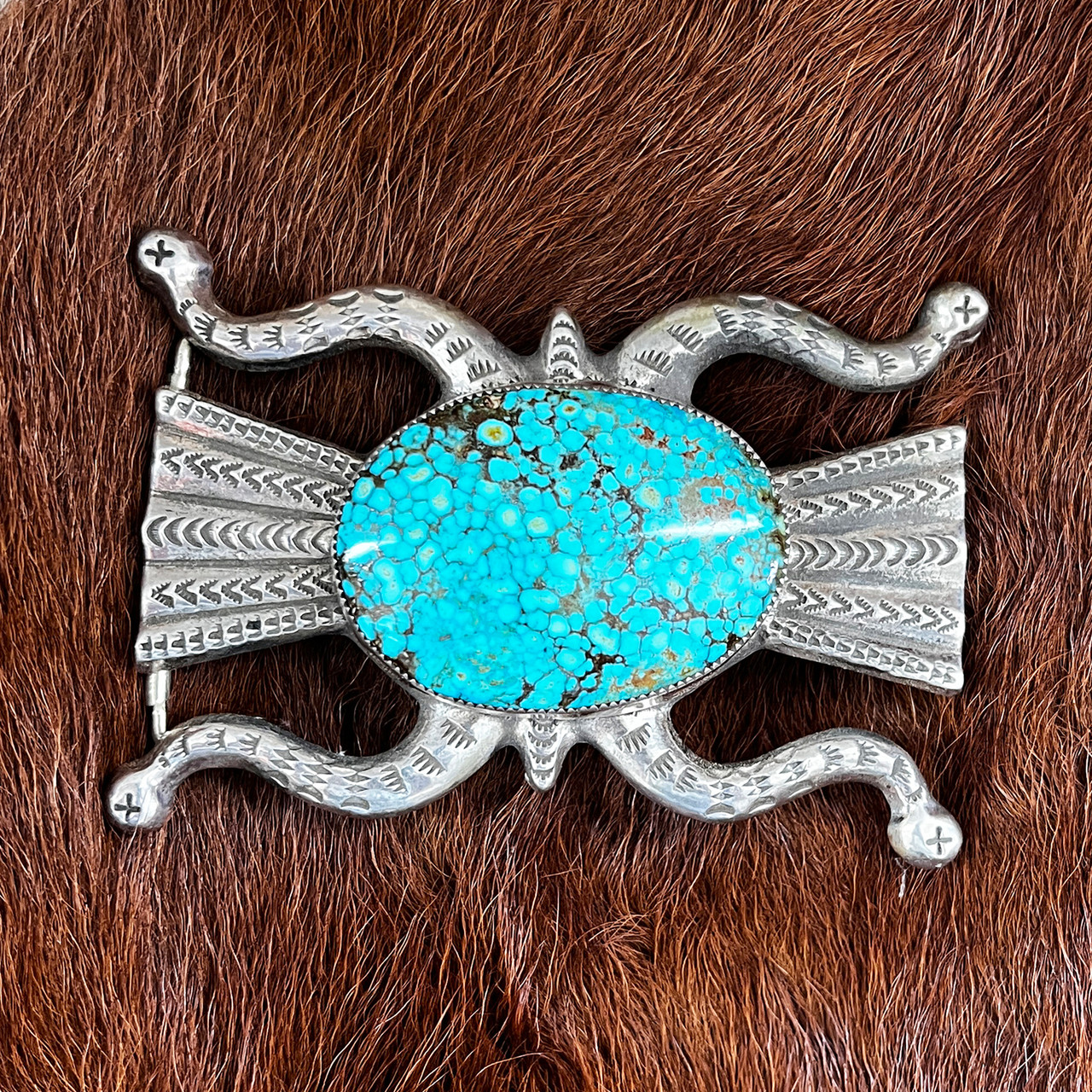 Scroll Oval Turquoise Belt Buckle