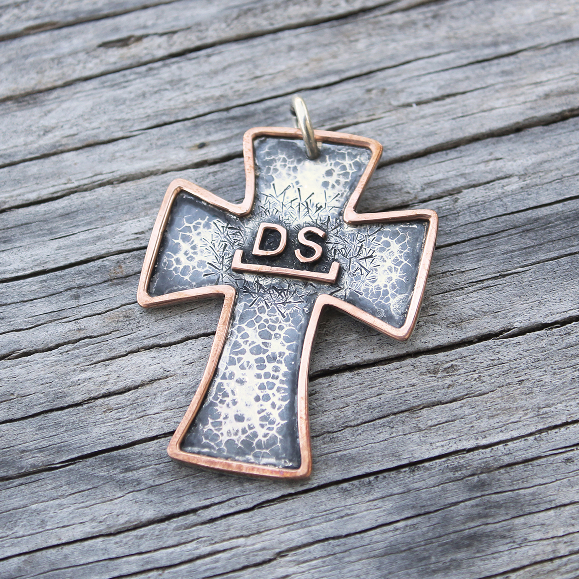 Hammered Ranch Brand Cross Pendant 2