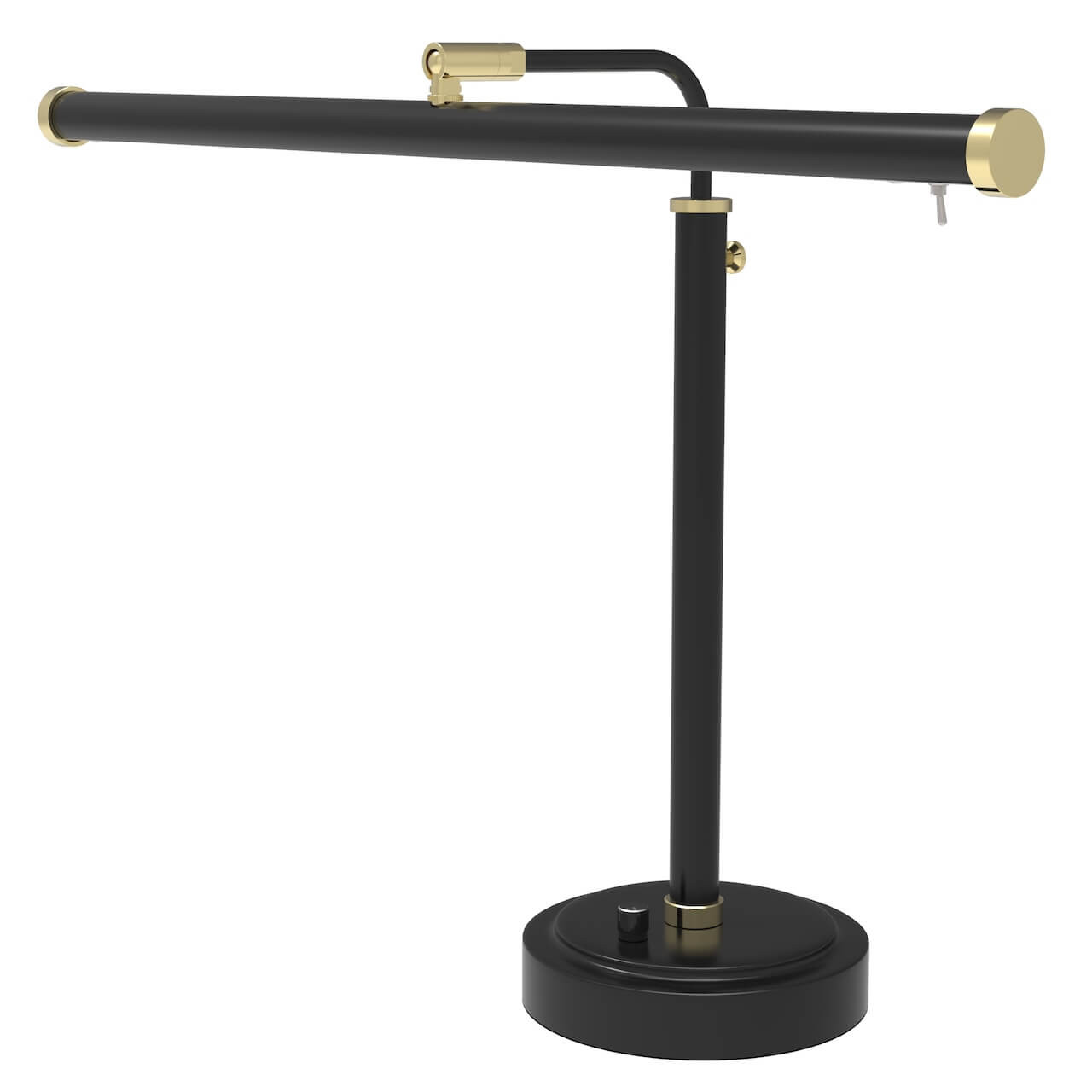 12-16" Ht Adjustable LED Piano Lamp - Black/Brass Accents