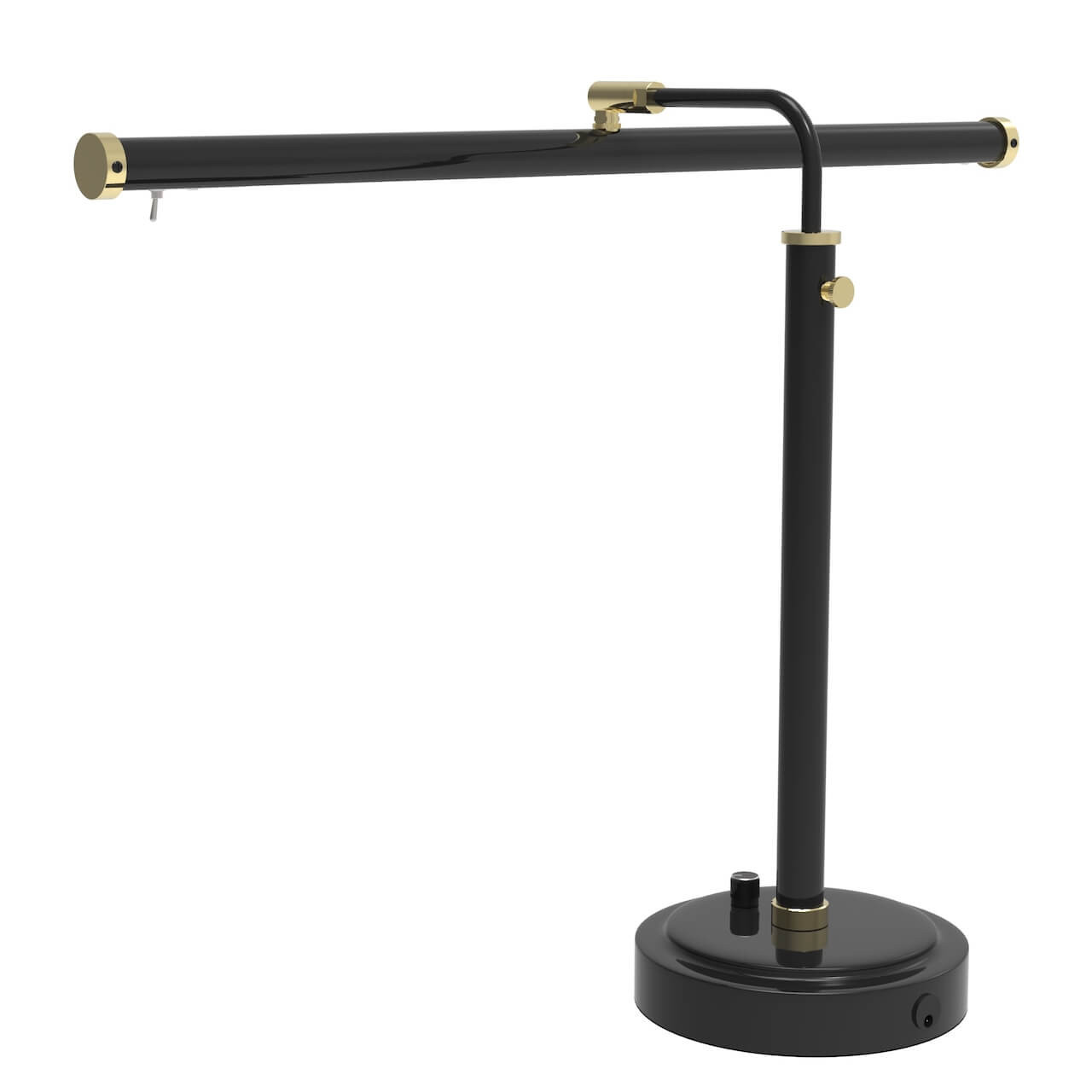 12-16" Ht Adjustable LED Piano Lamp - Black/Brass Accents