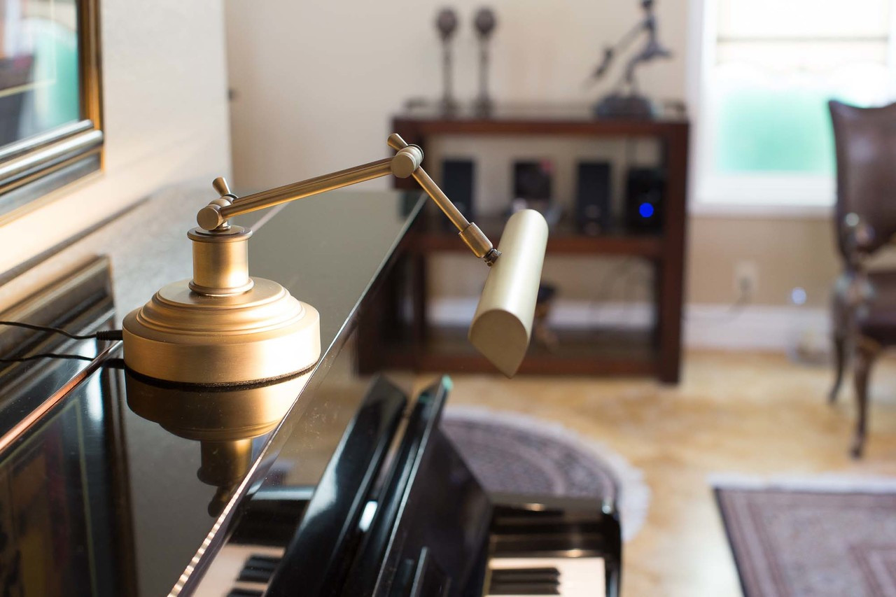 14" LED Piano Desk Lamp - Antique Brass