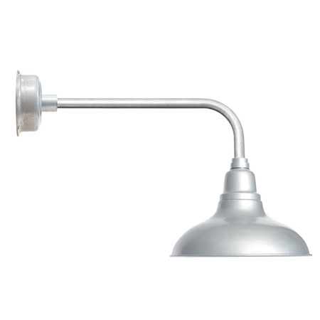 12" Dahlia LED Barn Light with Traditional Arm in Galvanized Silver ...