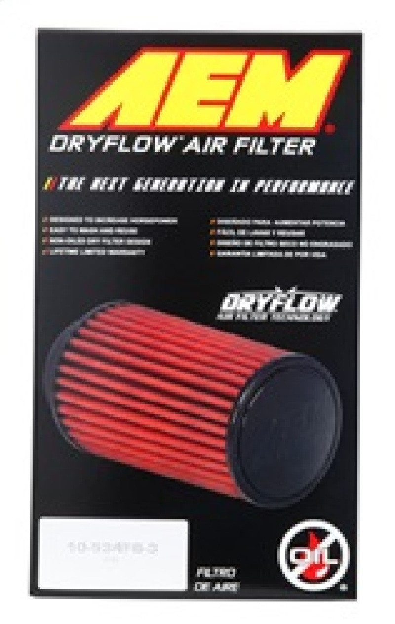 AEM 2.75 inch ID x 6 inch Base OD x 8 inch H DryFlow Conical Air Filter ...
