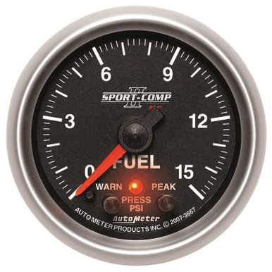 Autometer Sport-Comp II 2-1/16in 0-15 PSI Fuel Pressure Gauge - ModBargains