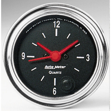 Autometer Traditional Chrome 2-1/16in 12HR Analog Clock Gauge - ModBargains