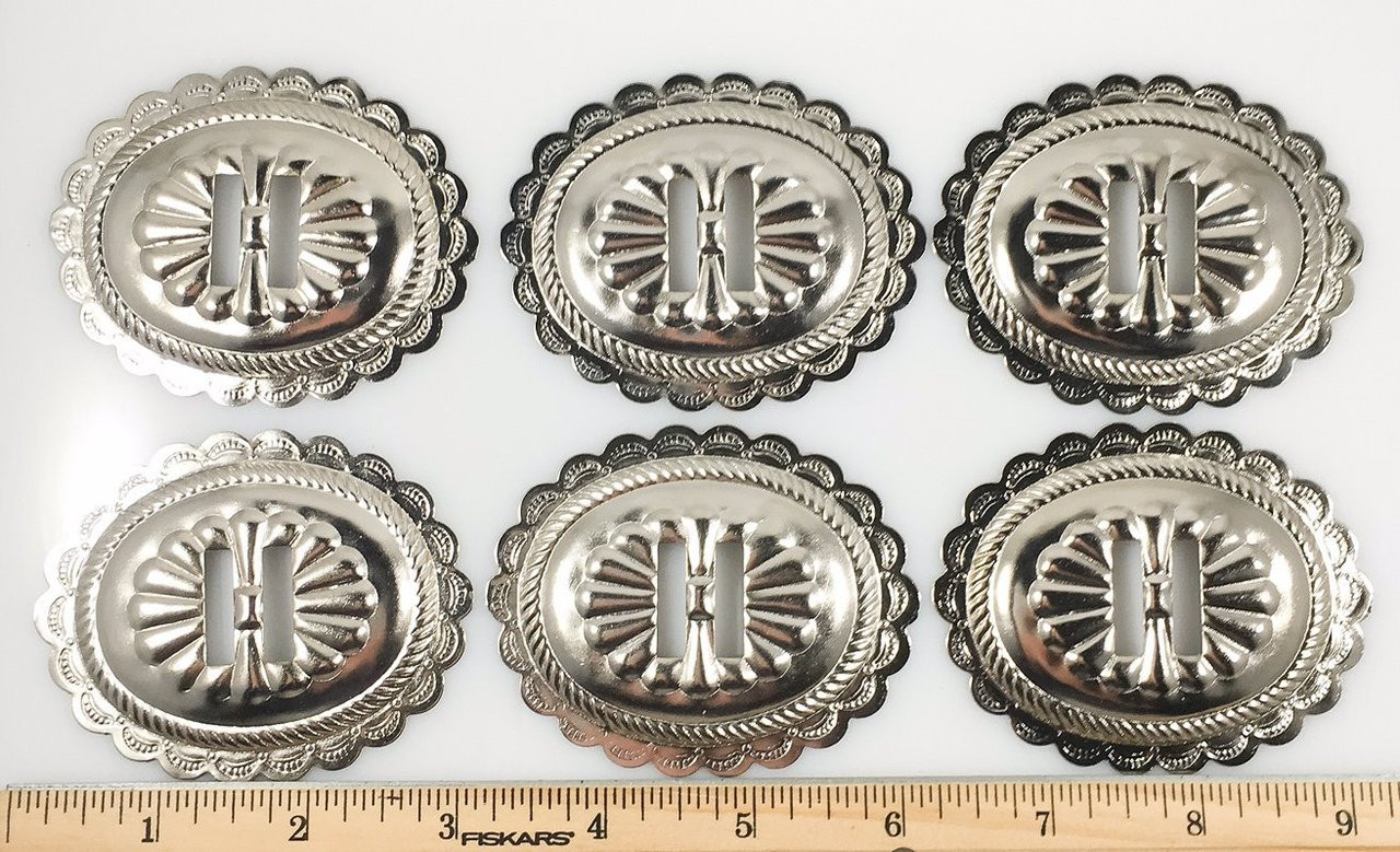 CONCHOS 2 3/4" BIG WESTERN BRIGHT NICKEL 6 pieces #50065 - Dangerous ...