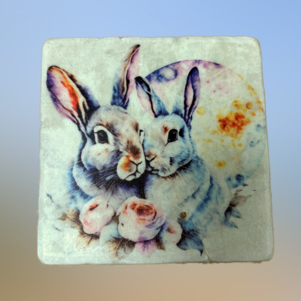 Stone Coaster with watercolour design