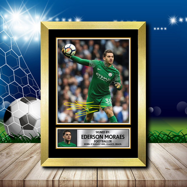 Ederson Moraes Footballer Autographed Poster Print Photo Signature Gift ...
