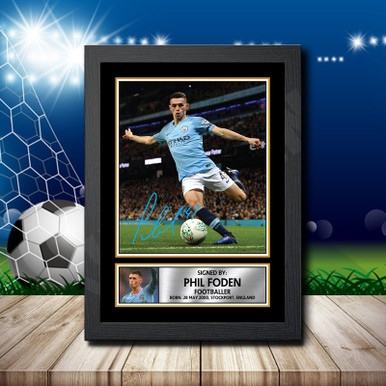 Phil Foden Signed Autographed Footballers Star Poster Print Framed ...