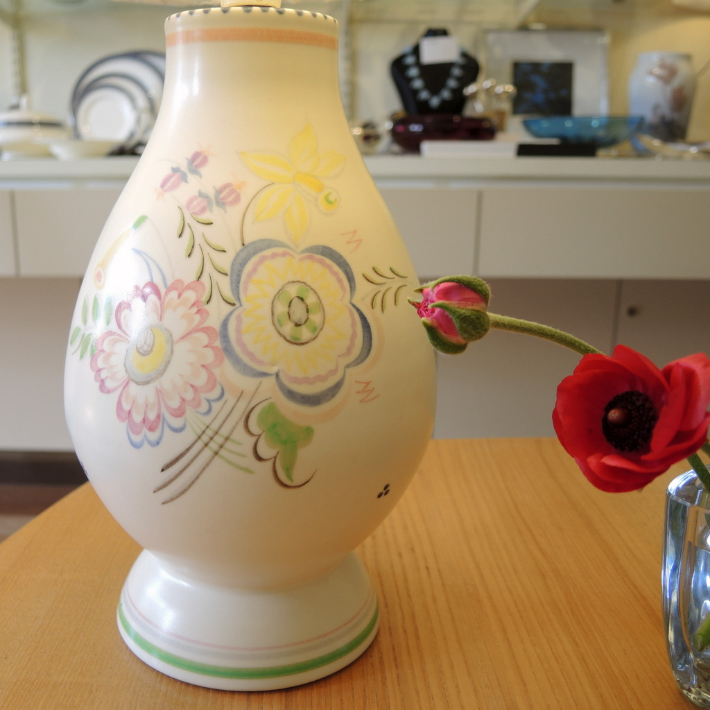 Vintage Poole Pottery Traditional Table Lamp with Floral Design