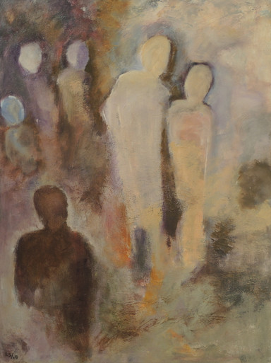 Original Oil Painting 'Faceless Silhouettes 2' signed LS 08
