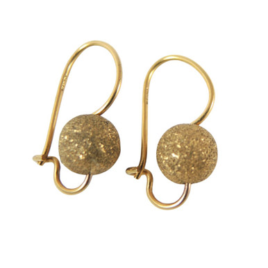 9ct Gold Italian 8mm Euro Ball Earrings with Frosted Finish - In Store