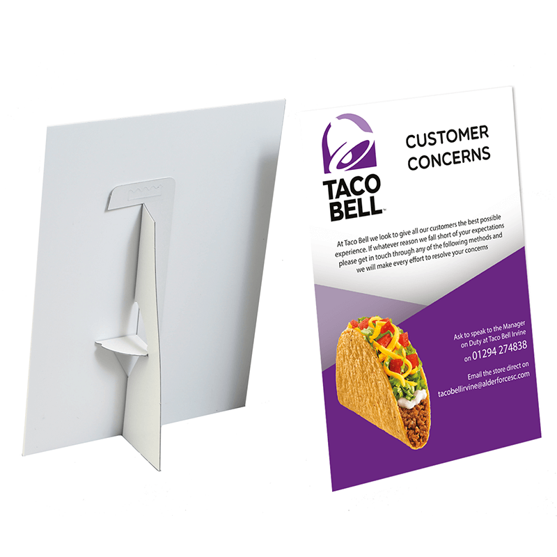 Show cards or Strut Cards from £19.00 for 5 Free Delivery