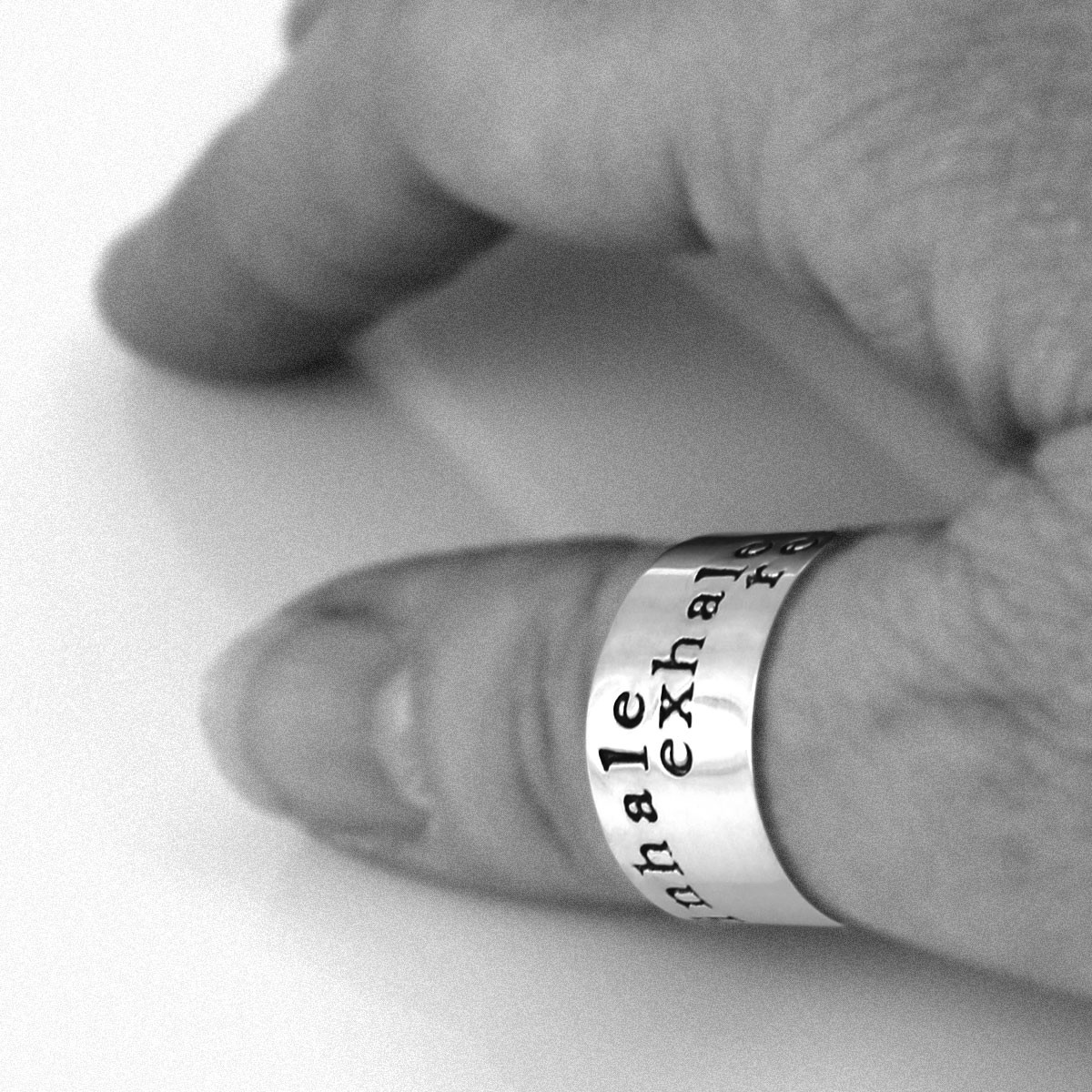 Inhale Exhale Repeat Ring | hand stamped sterling silver