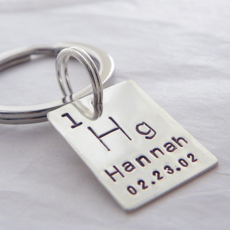 Personalized Periodic Table Atomic Element Sterling Silver Key Chain