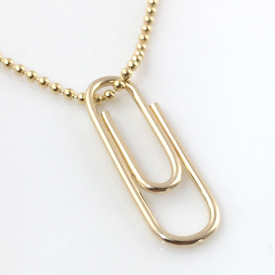 Handmade Paper Clip Necklace | yellow gold filled
