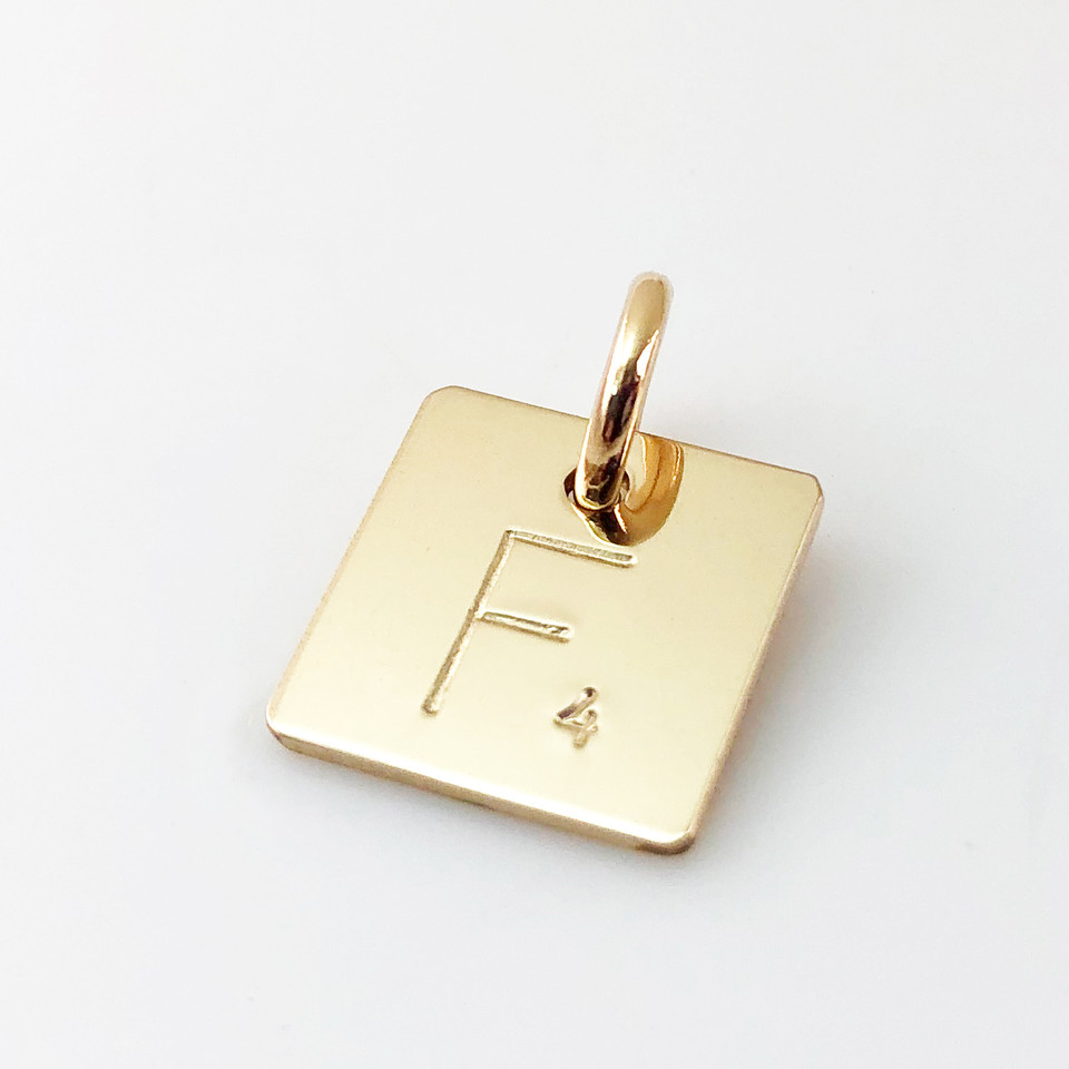 Gold Scrabble Tile Necklace | hand stamped