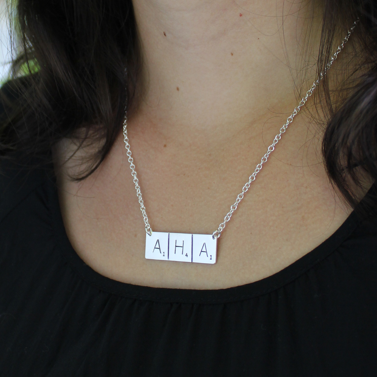 Scrabble Inspired Hand Stamped and Personalized Necklace