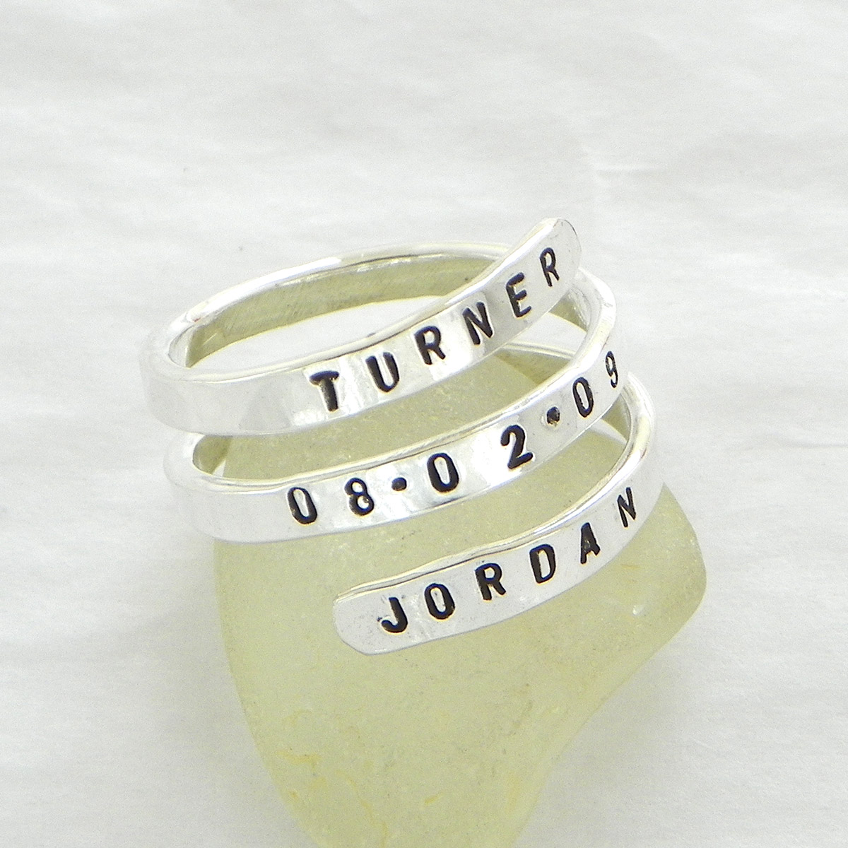 Sterling Hand Stamped and Personalized Spiral Ring by Punky Jane