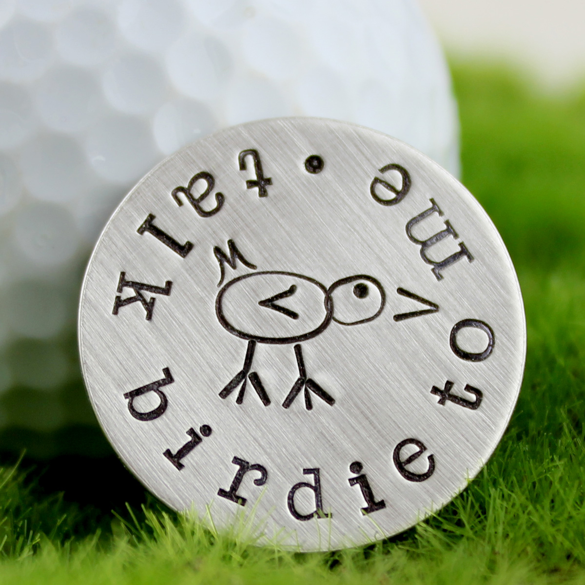 Talk Birdie To Me Golf Ball Marker | hand stamped sterling silver