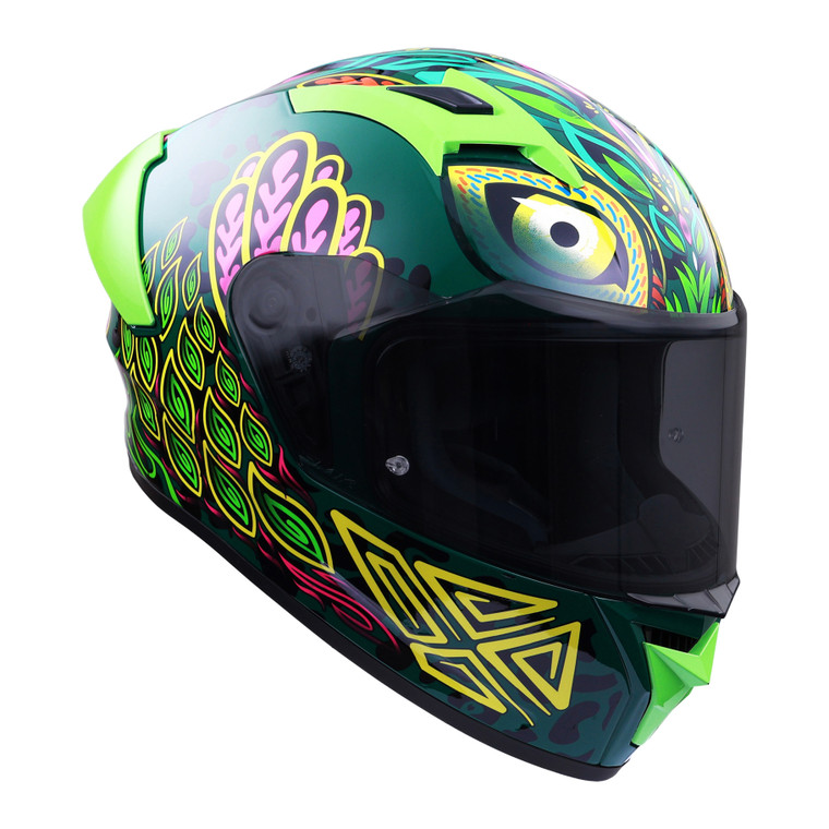 CASCO SMK STELLAR SPORT VERDE CHIMERA MICA HUMO CERRADO
