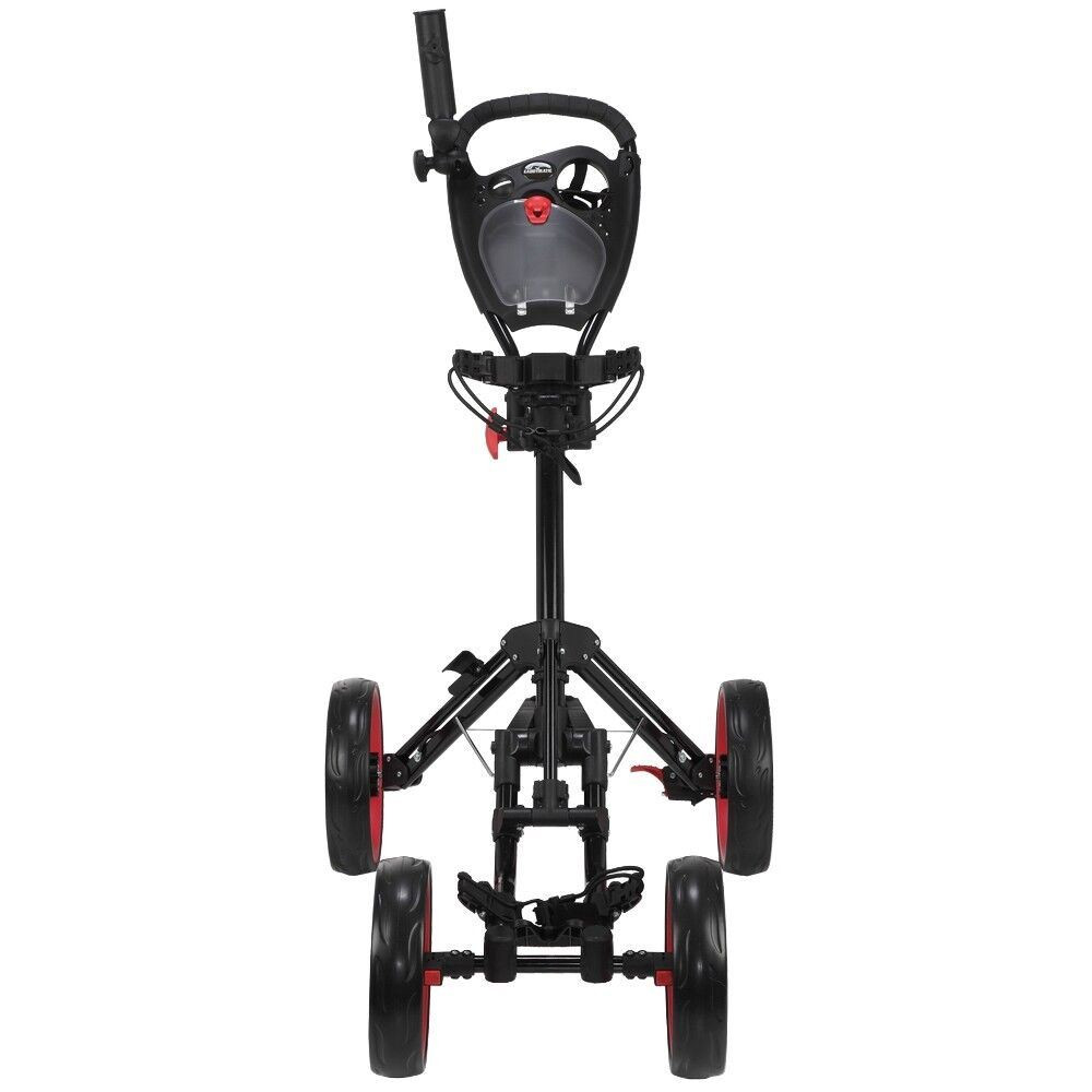 Caddymatic Golf Quad 4-Wheel Folding Golf Pull Push Trolley Black/Red ...