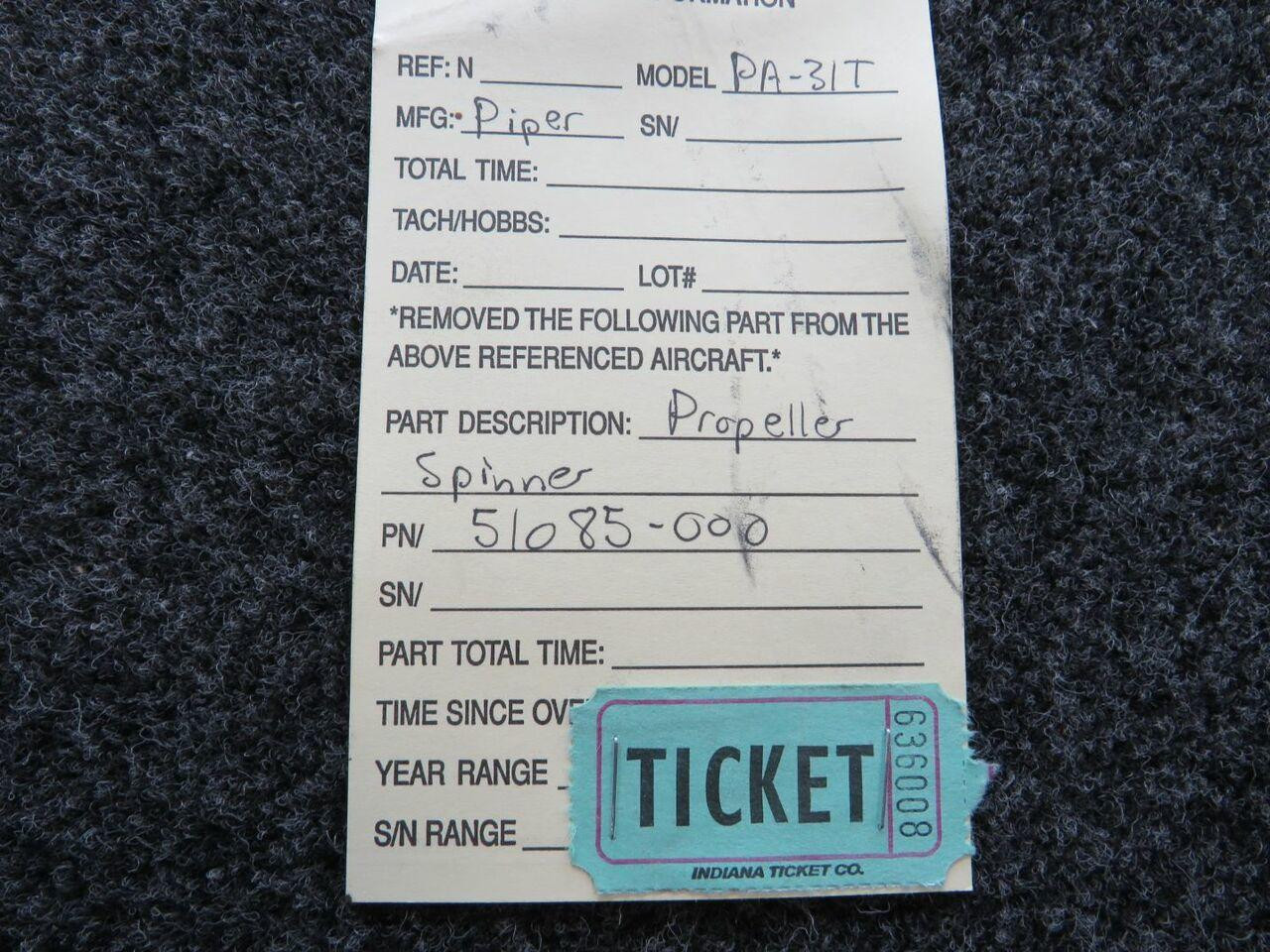 51085-000 Propeller Spinner Assembly W/ 8130-3 Form