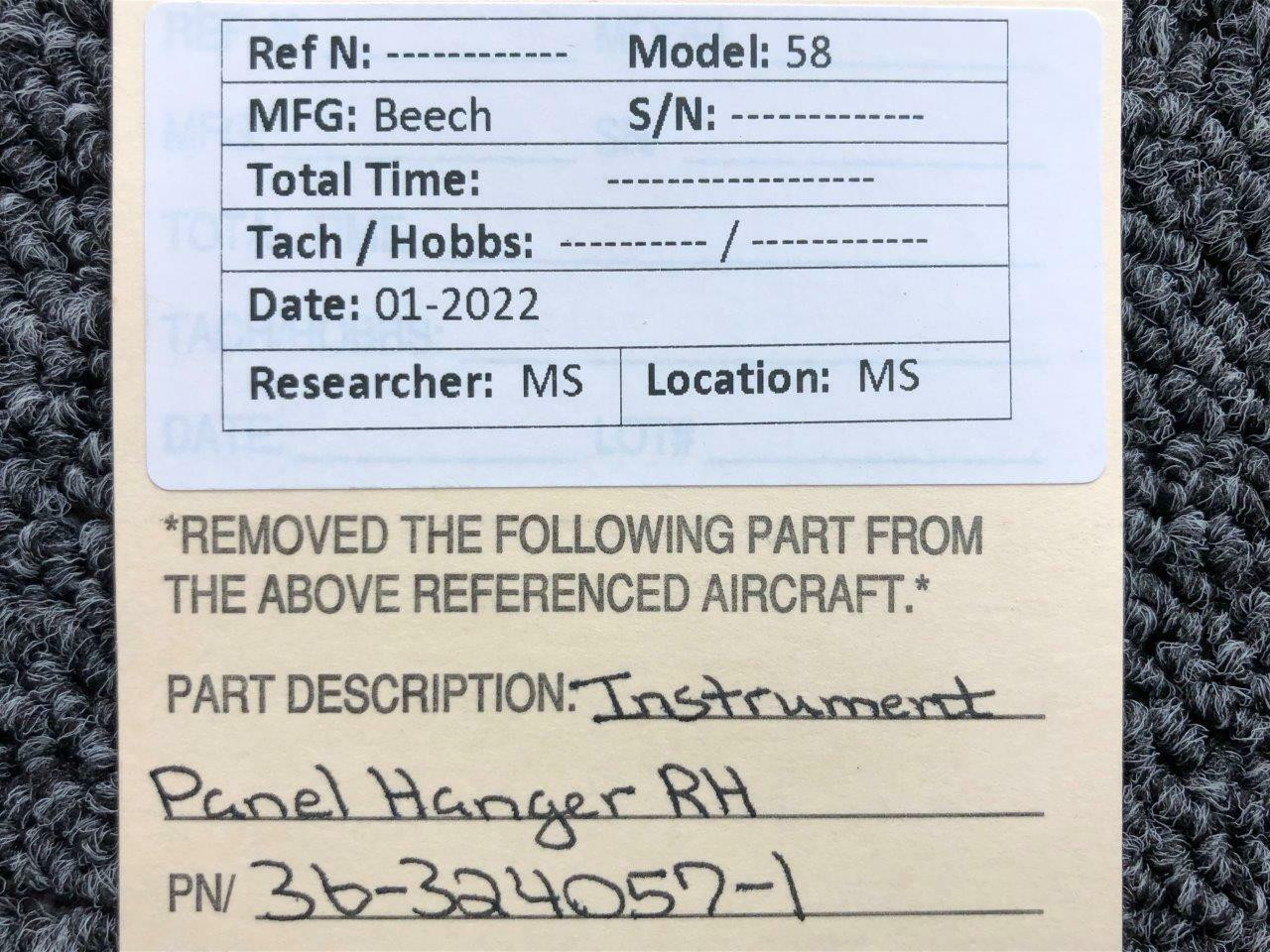 36-324057-1 Beechcraft 58 Instrument Panel Hanger RH