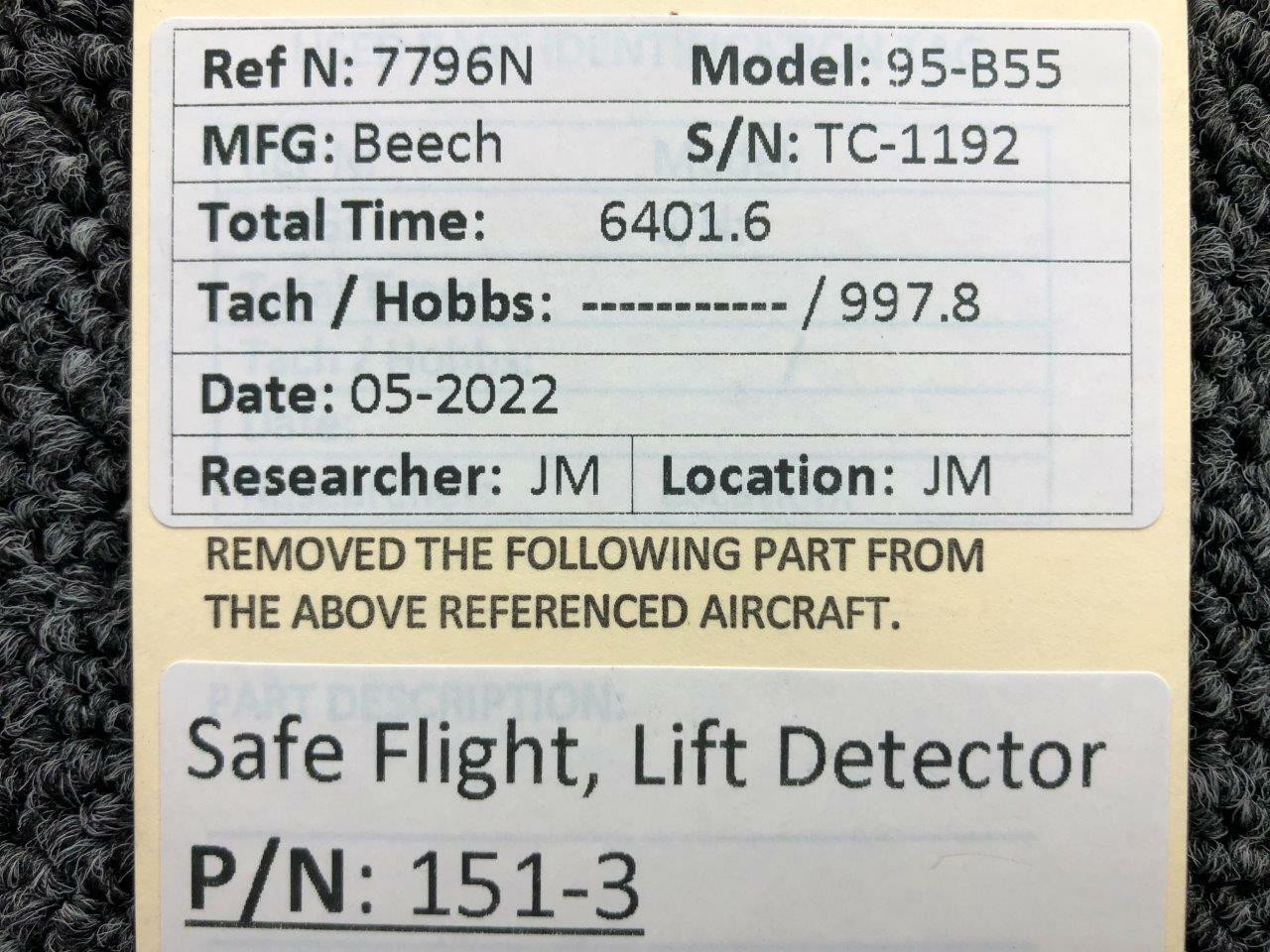 151-3 Safe Flight Lift Detector Assembly