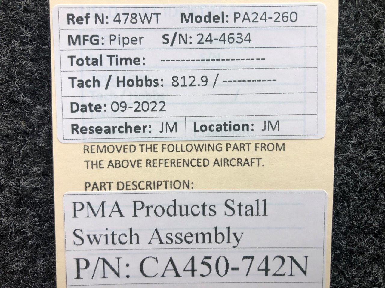 CA450-742N PMA Products Stall Switch Assembly