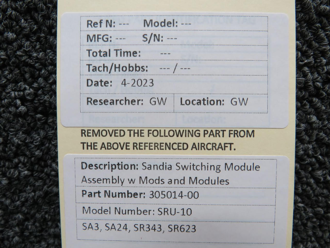 305014 00 Sandia Sru 10 Switching Module Assembly Has Mod And Modules