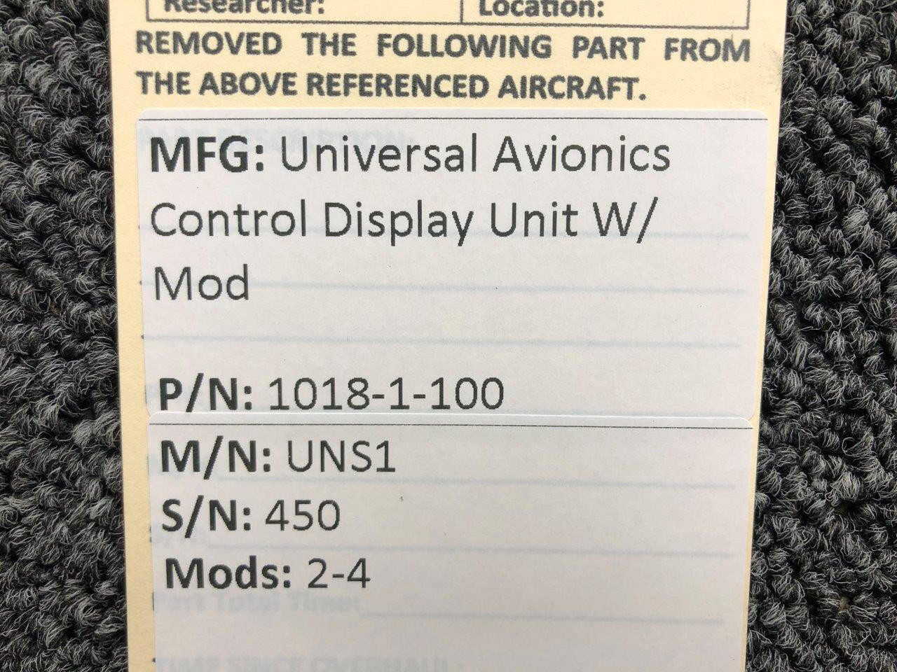 1018-1-100 Universal Avionics UNS1 Control Display Unit Assy With Mod
