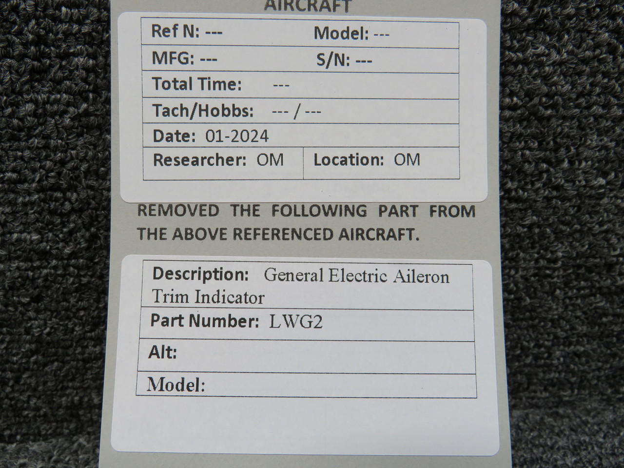 LWG2 General Electric Airplane Aileron Trim Indicator Assembly