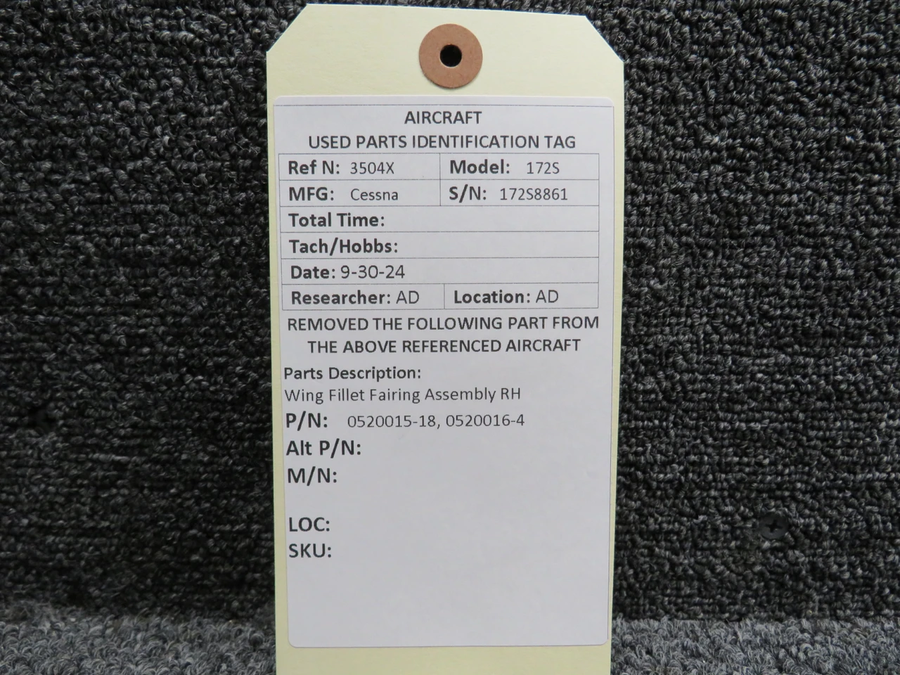 0520015-18, 0520016-4 Cessna Wing Fillet Fairing Assembly RH For Sale