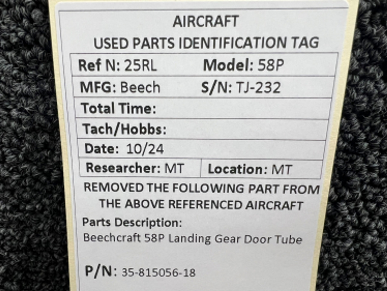 35-815056-18 Beechcraft 58P Landing Gear Door Tube For Sale